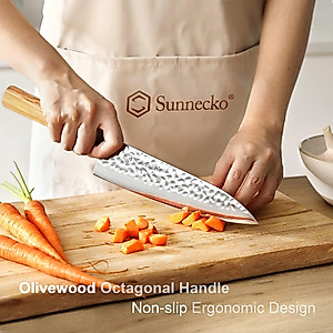 Sunnecko 8 Inch Chef Knife High Carbon Steel Japanese Chef's Knife Wood Handle Vintage Hand Forged Chef Knife for Meat Cutting
