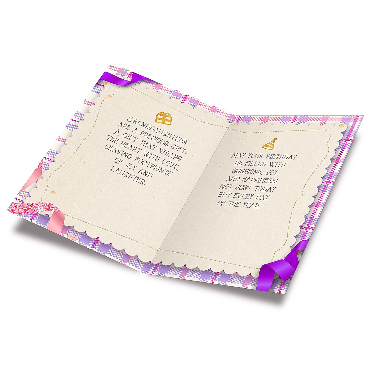 Prime Greetings Happy Birthday Card For Granddaughter, Made in America, Eco-Friendly, Thick Card Stock with Premium Envelope 5in x 7.75in, Packaged in Protective Mailer