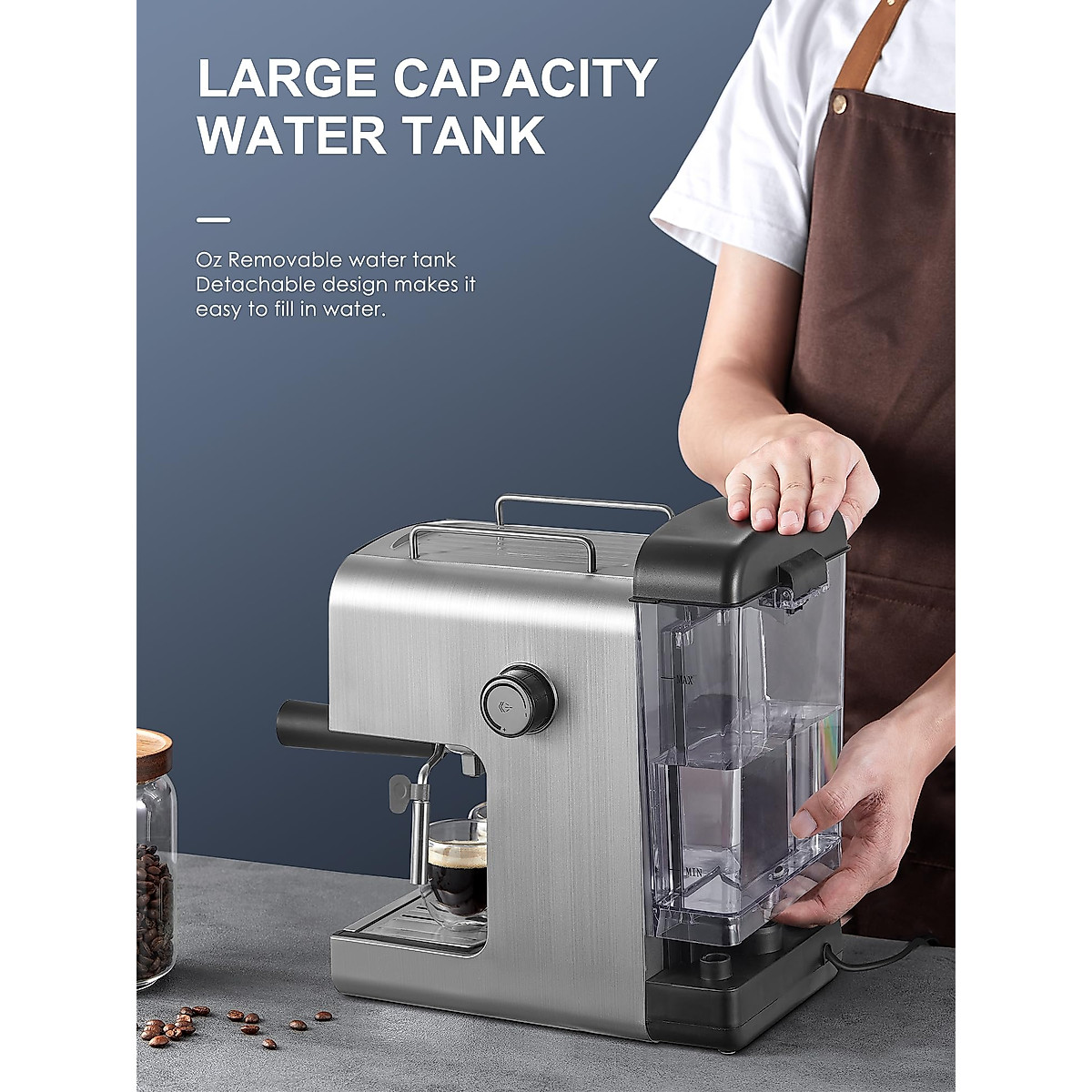 Ihomekee Espresso machine, CM6822 15 Bar Coffee Maker for Cappuccino and Latte Maker With Milk Frother, Removable Water Tank, Fast Heating Coffee Machine for Home, Office