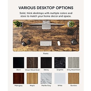 FLEXISPOT EN1 Height Adjustable Standing Desk 48 x 30 Inches Whole-Piece Desktop Ergonomic Memory Controller Electric Stand Up Desk (Black Frame + 48" Rustic Brown Desktop, 2 Packages)