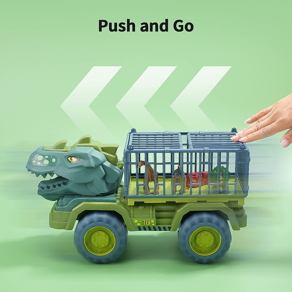 CUTE STONE Dinosaur Truck, Dinosaur Transport Car Carrier Truck with Dinosaur Toys, Friction Powered Cars, Activity Playmat, Dino Car Playset Toys for Kids Boys Grils