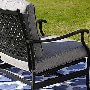 PatioFestival 2 PC Outdoor Padded Conversation Set,Patio Furniture Sets Modern Bistro Cushioned Rocking Sofa Chairs with 5.1 Inch Thick Seat Cushions,Grey