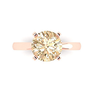 Clara Pucci 3.0 ct Round Cut Solitaire Genuine Natural Morganite Wedding Bridal Designer Anniversary Engagement Ring 14k Rose Gold