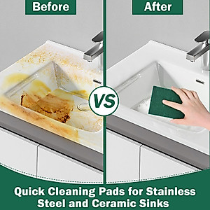 YoleShy 40 PCS Scouring Pad, Dish Scrubber Scouring Pads,4.5 x 6 inch Green Reusable Household Scrub Pads for Dishes, Kitchen Scrubbers & Metal Grills