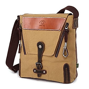 TSD Brand Hidden Woods Canvas Crossbody Bag w/Flap (Brown)