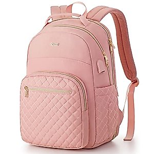 RJEU Girls School Backpack,Cute Backpack for Women with Laptop Compartment,Teen Bookbag for College Travel Work,Mochilas Escolares para Niñas,Pink