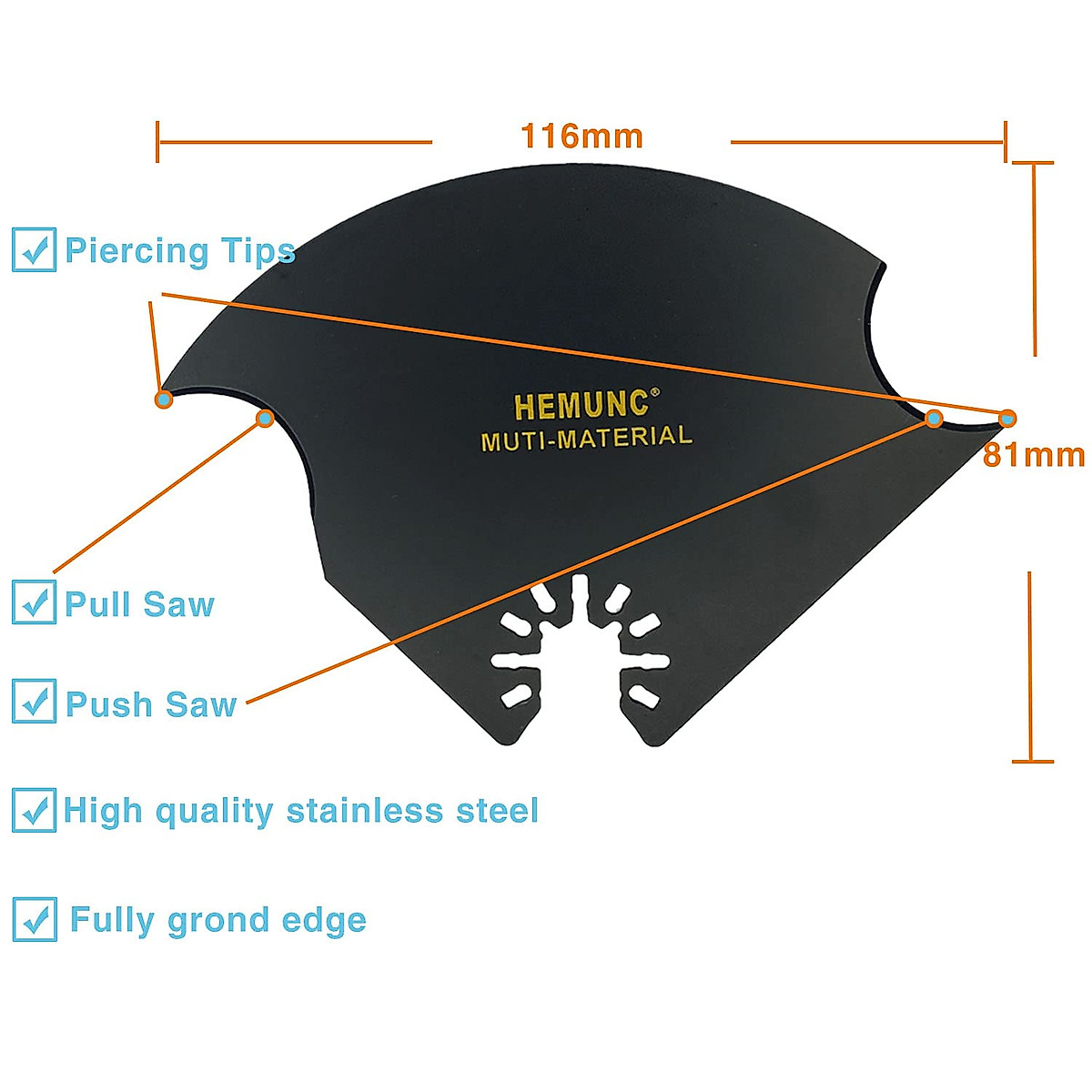 HEMUNC 4PCS Oscillating Tool Blades, Oscillating Multi Tool Hook Knife Blades for Cutting Roofing Shingles, PVC Carpet, and Cardboard, Fit Dewalt Milwukee Rockwell Bosch Dremel Ryobi Ridgid