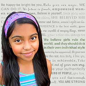 FROG SAC 3 Wide Headbands for Girls, Elastic Hair Bands for Kids, Soft Fabric Stretch Hair Accessories for Children, Cute Sports Yoga Girl Headband (Unicorn/Butterfly/Princess)