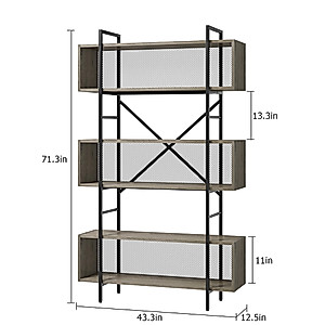 IDEALHOUSE 6 Tier Book Shelf with Storage, 71.3 Inch Tall Book Shelf with Open Display Bookshelves, 6 Shelf Bookcase with Metal Frame for Living Room, Bedroom and Home Office-Grey