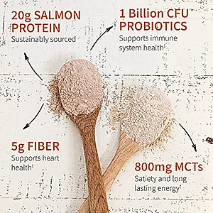 Garden of Life Norwegian Salmon & Vanilla Plant Based Protein with Pea & Fava Plus Immune Support with Probiotics for Digestion & Immunity – Dr Formulated MD – Non GMO, Carbon Neutral, 14 Servings