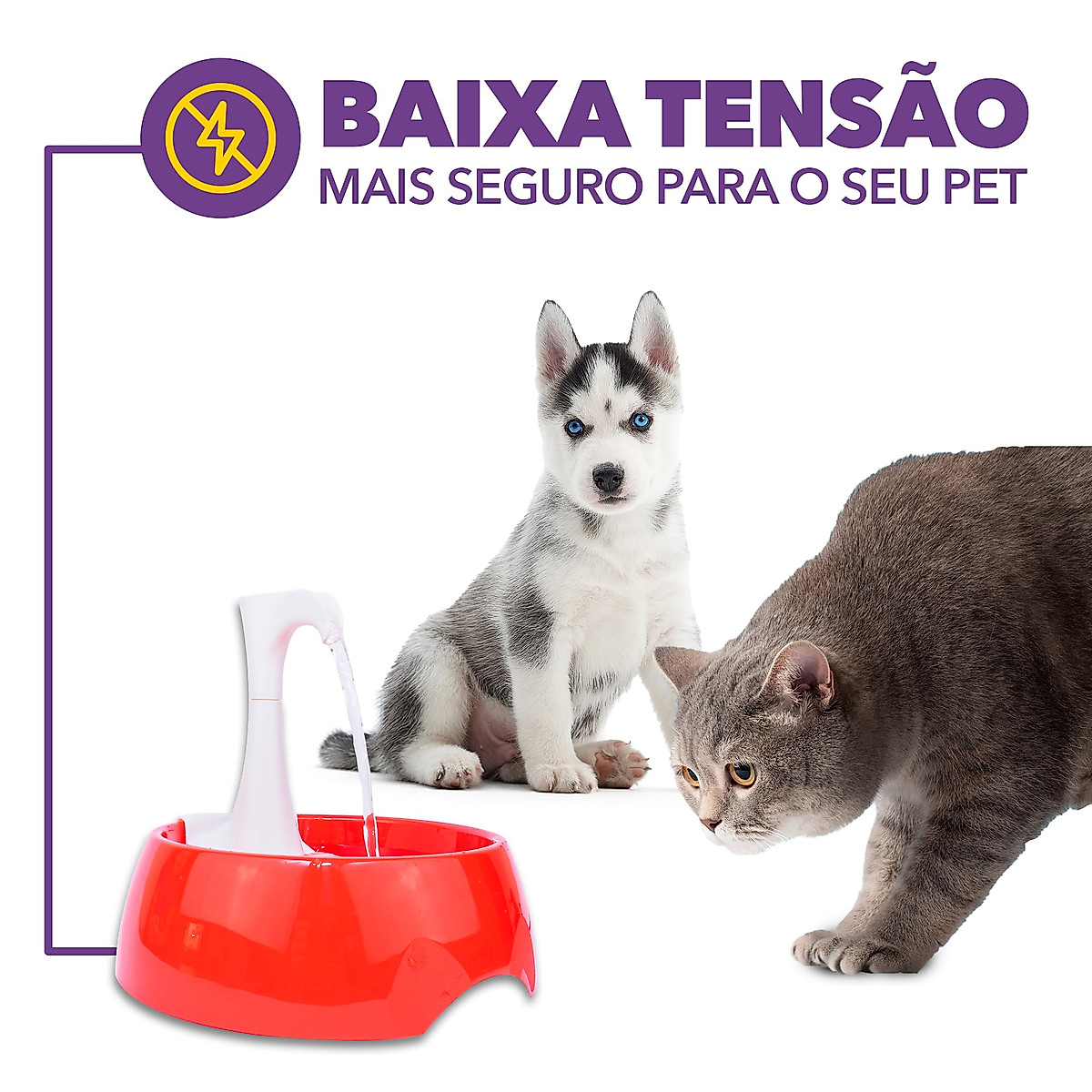 Aqua First Pet Water Fountain - Automatic Drinking Bowl for Cats and Dogs - Light and Portable - Replaceable Filters - Ergonomic Design - 1.2L/42 fl oz - Red