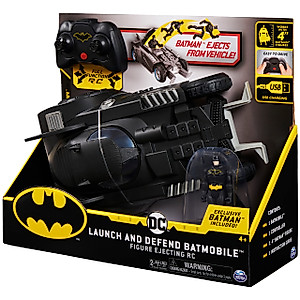 DC Comics Batman Launch and Defend Batmobile Remote Control Vehicle with Exclusive 4-inch Batman Figure, Kids Toys for Boys
