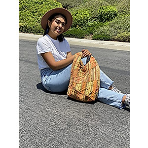 Orange Embroidered Peace and Sunrise Sling Boho Purse Handbag