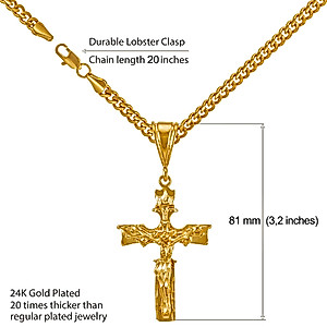 LIFETIME JEWELRY Extra Large Jesus on Cross Crucifix Necklaces for Men & Women 24k Real Gold Plated (XL Jesus on Cross Crucifix)