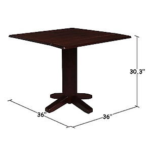International Concepts Drop Leaf Dropleaf Table, Rich Mocha