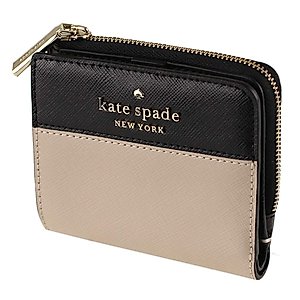 Kate Spade New York Staci Colorblock Small L-Zip Bifold Wallet in Warm Beige Multi