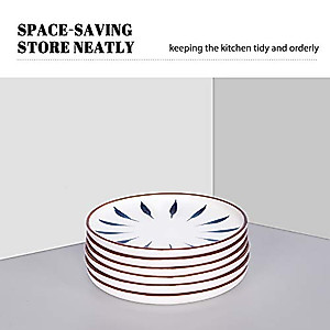 Aquiver 6'' Ceramic Dessert Plates - Color Painted Porcelain Appetizer Plates - Tea Party Small Serving Plates for Cake, Pie, Snacks, Ice Cream, Side Dish, Waffles - Set of 6 (3 Colors)