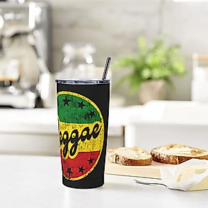 VKKOEWL Jamaican Reggae Logo Stainless Steel Insulated Tumbler 20 Oz Travel Water Bottle Coffee Mug Drink Cup With Lid Straw
