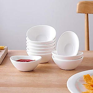 BABALIU 2.5 oz Porcelain Dipping Bowls Set of 10, Mini Bowls White Ceramic Sauce Bowl/Dish, Little Bowls for Soy Sauce, Ketchup, BBQ Sauce, Seasoning, Condiment, Appetizer