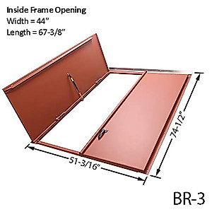 BR Sloped Wall Basement Doors (BR-3: Inside - W 44" x L 67-3/8", Overall - W 51-3/16" x L 74-1/2")