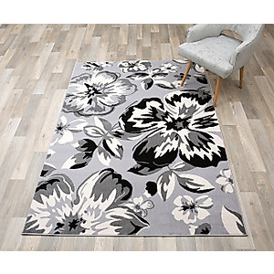 Rugshop Modern Floral Area Rugs 5' X 7' Gray