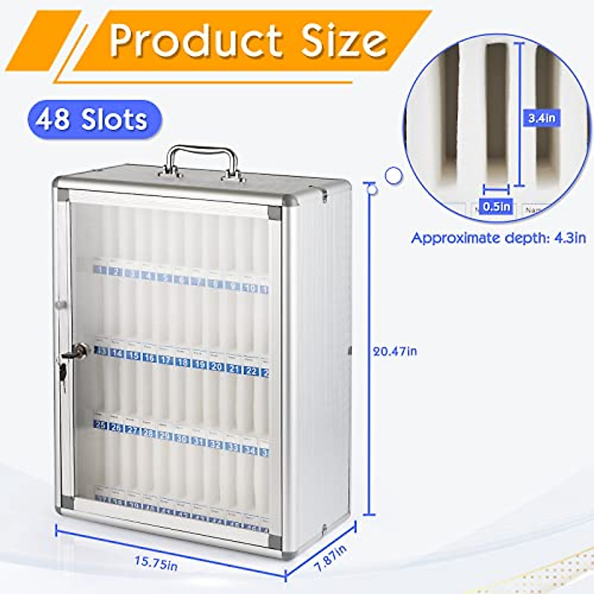 Ozzptuu 48 Slots Aluminum Alloy Pocket Chart Storage Cabinet for Cell Phones,Wall-Mounted with a Locked,Can be Carried by Hand (48 Slots)