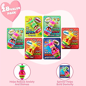 JOYIN 28 Packs Valentine's Day Gift Cards with Light up Spinning Tops, LED UFO Gyroscope Flashing Lights for Valentine Party Favors Toys,Classroom Exchange Prizes,Valentines Day Cards for Kids School