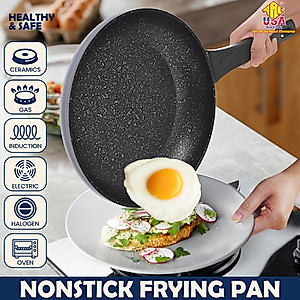ARC Nonstick Frying Pan Skillet With Removable Handle,10 Inch Skillet with Lid Egg Pan Non Stick Saute Pan, Oven and Dishwasher Safe, PFOA Free Cookware Cooking Pan For Induction Cooktops