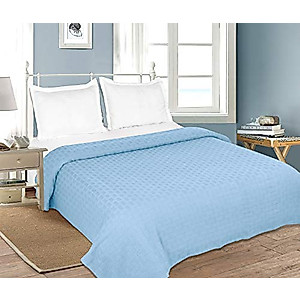 GLAMBURG 100% Cotton Bed Blanket, Breathable Bed Blanket King Size, Cotton Thermal Blankets King Size - Perfect for Layering Any Bed for All Season - Sky Blue