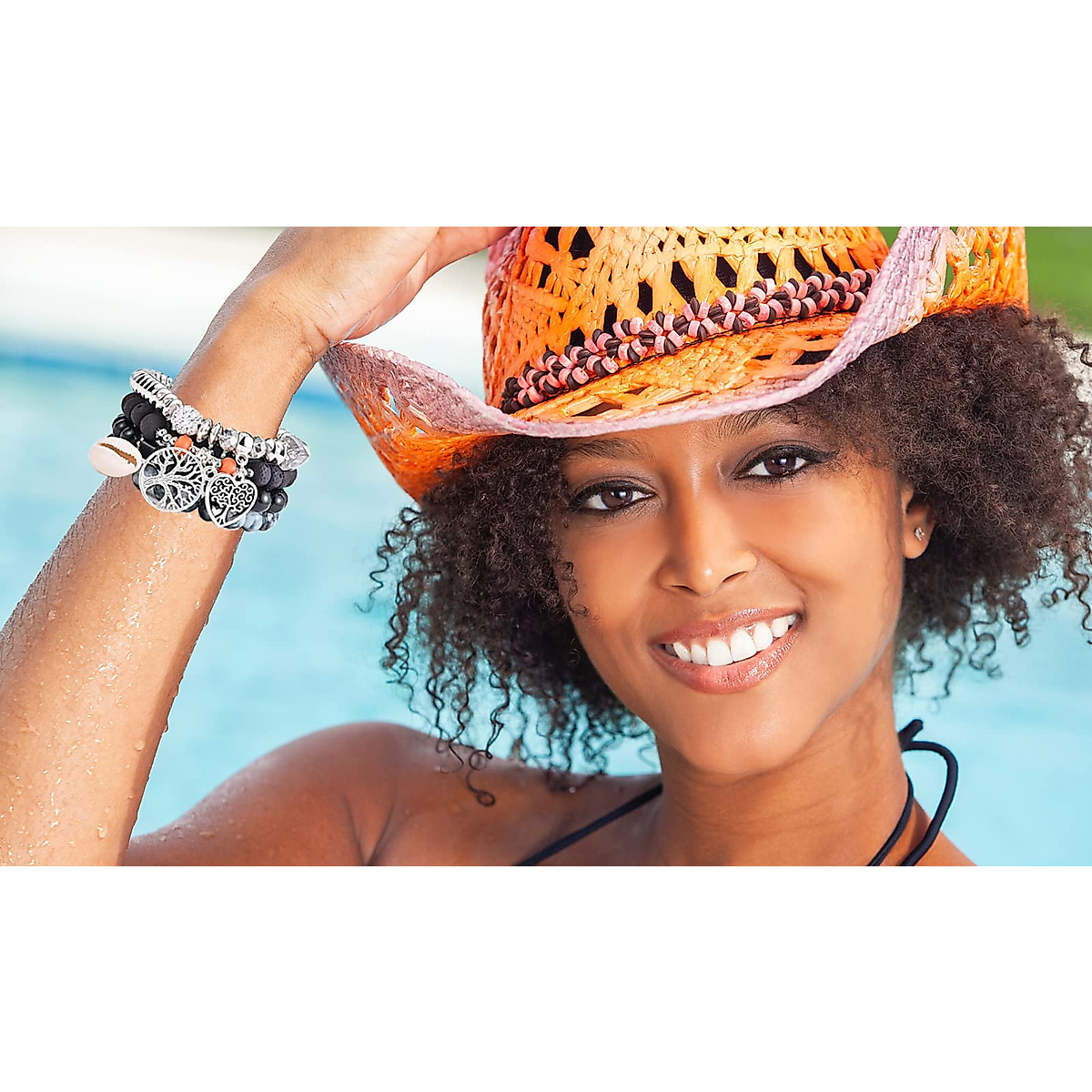 Bohemian Bracelet Sets for Women - 6 Sets Stackable Stretch Bracelets Multi-color Boho Jewelry for Women Hippie Bracelets Dainty Jewelry Best Friend Gift (Tree of Life Bead Bracelets)