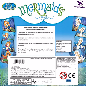 Toykraft: Arts and Crafts for Kids Ages 5-12, Mermaid Craft Kit, Sand Art Kits for Kids, Girls Craft Kits - Sand and Sequin Craft Mermaids