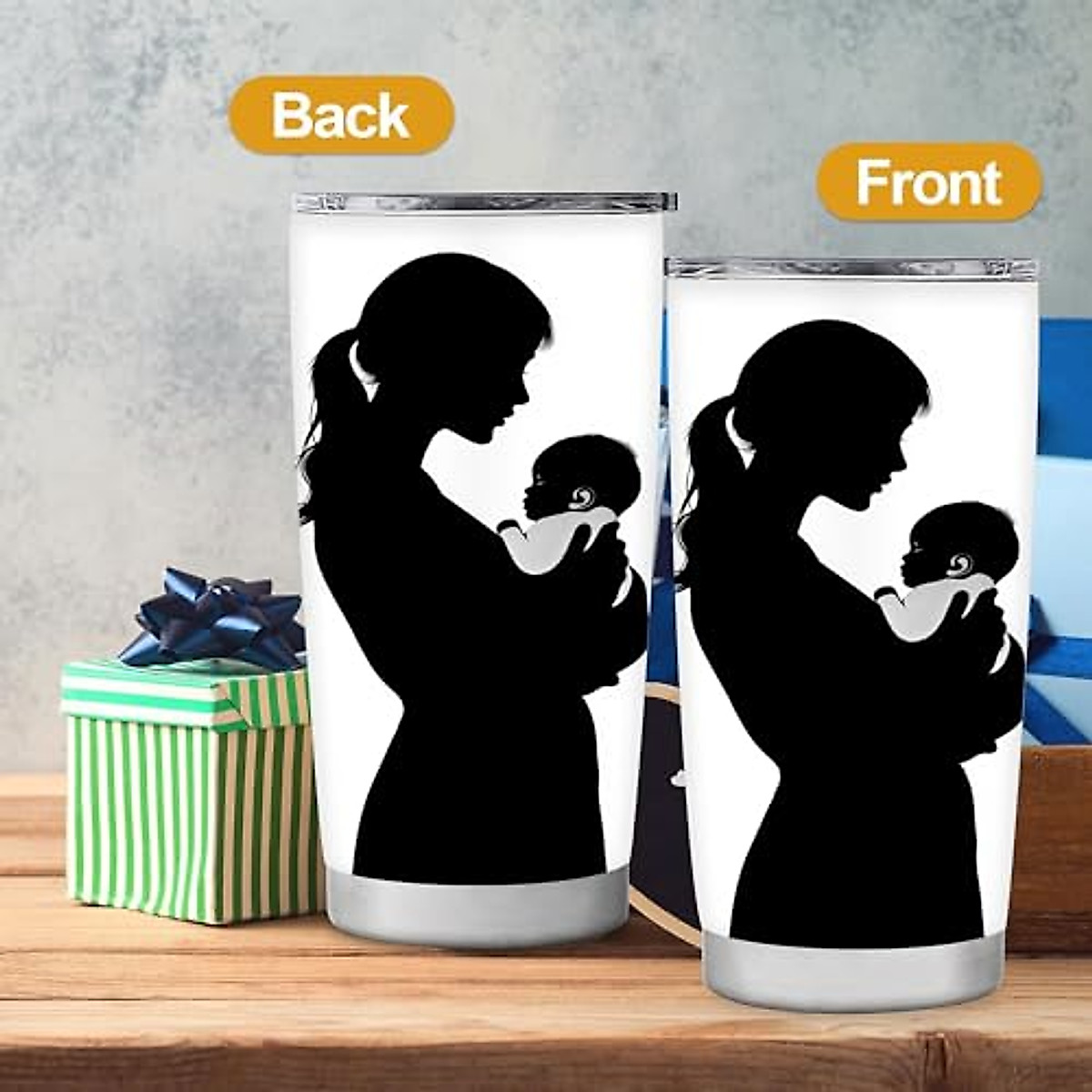 FOCIUZTA 20oz Coral and Navy Geometric Abstract Tumbler with lid, Travel Coffee Cup, Ideal for Easter, Gaming Enthusiast, Mother Day, and birthday gifts