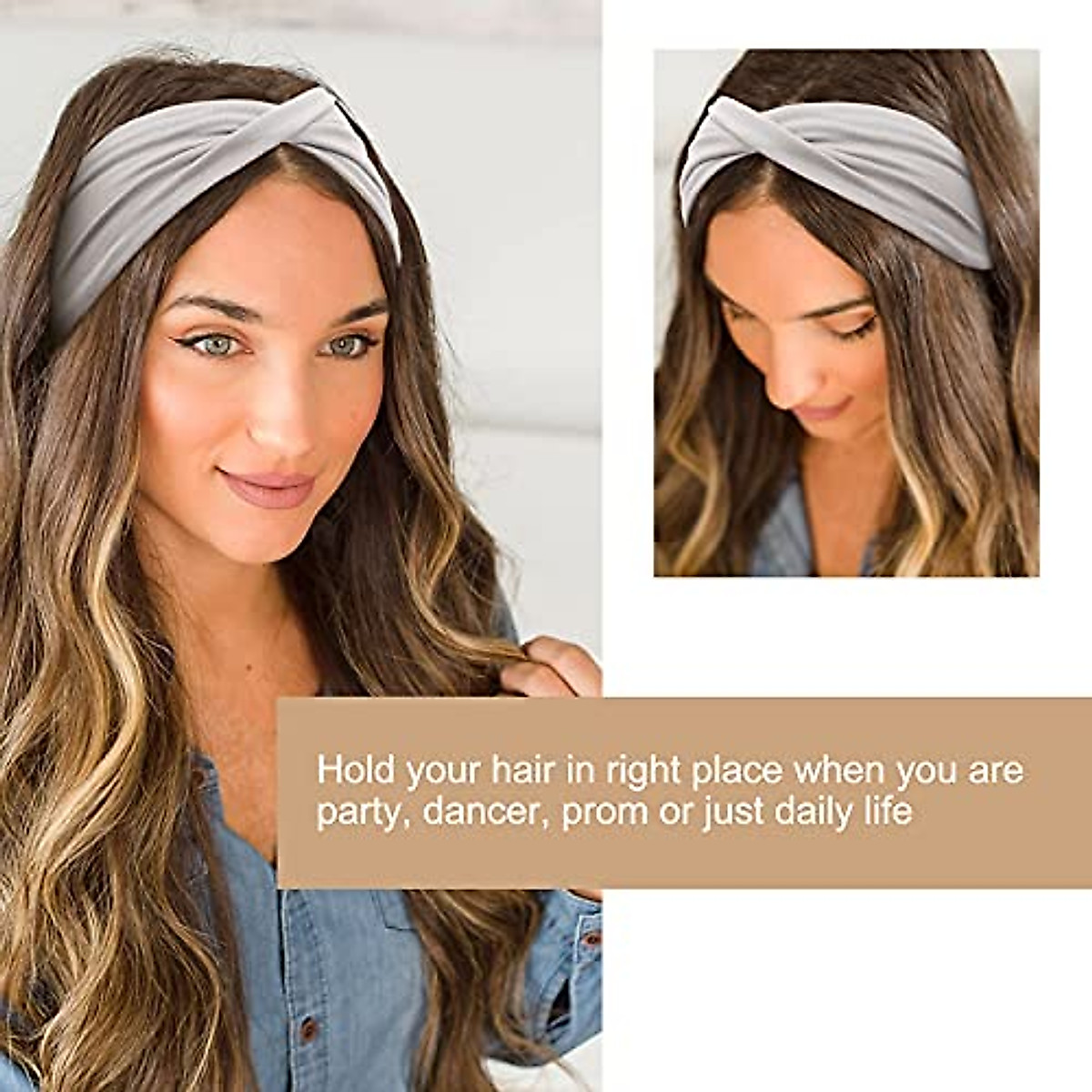 Huachi Women Headbands Non Slip Wide Bow Turban Headwraps Criss Cross Yoga Beauty Hair Accessories, 6 Pack