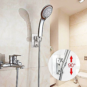 Strong Adhesive Shower Head Holder CACASO Adjustable Shower Wand Holder,Handheld Shower Head Wall Mount Bracket with 2 Hanger Hooks,Showerhead &Bidet Sprayer Bracket Better Than Suction Cups