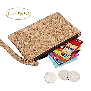 boshiho Natural Cork Clutch Wristlet Wallet Cell Phone Card Holder Coin Purse Bag (2 Size)