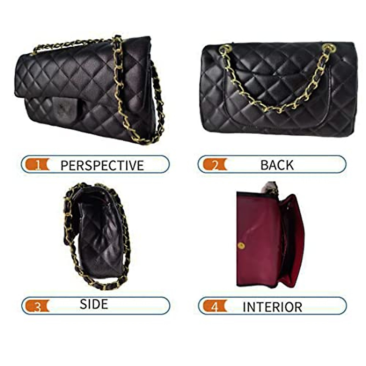 ELLUZ Designer Crossbody Bags for Women Handbags Leather Shoulder Bag Ladies Purse Evening Wallets Luxury Quilted Satchels (Premium White Caviar)