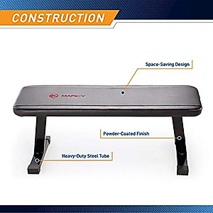 Marcy Flat Utility 600 lbs Capacity Weight Bench for Weight Training and Ab Exercises SB-315 , Black, 17 x 14 x 43.00 inches