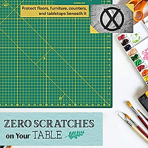 Crafty World 24 x 36 Cutting Mat for Sewing, Self Healing Double Sided Quilting Crafts Mat - Fabric Cutting Mat - Non Slip surface - Rotary Cutting Board