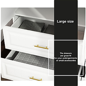 AIEGLE 3-Door Armoire Wardrobe Closet with Drawers, White Coat Closet with Doors, Modern Tall Wardrobe Cabinet Closet with Hanging Rod for Bedroom, Freestanding, White, 20.6" D x 47.2" W x 74.2" H