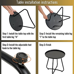 3 Piece Patio Furniture Set, 3 Pieces Patio Bistro Set, Front Porch Chairs Conversation Set, Outdoor Rattan Furniture with Round Table and 2 Armchairs for Lawn, Garden, Pool, Backyard, Black