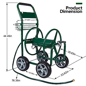 Tools Industrial Hose Reel Cart, Garden Heavy Duty Hose Reel Cart with 4 Solid Wheels Lawn Watering Outdoor Yard Water Planting，Holds 300-Feet of 5/8" Hose Capacity