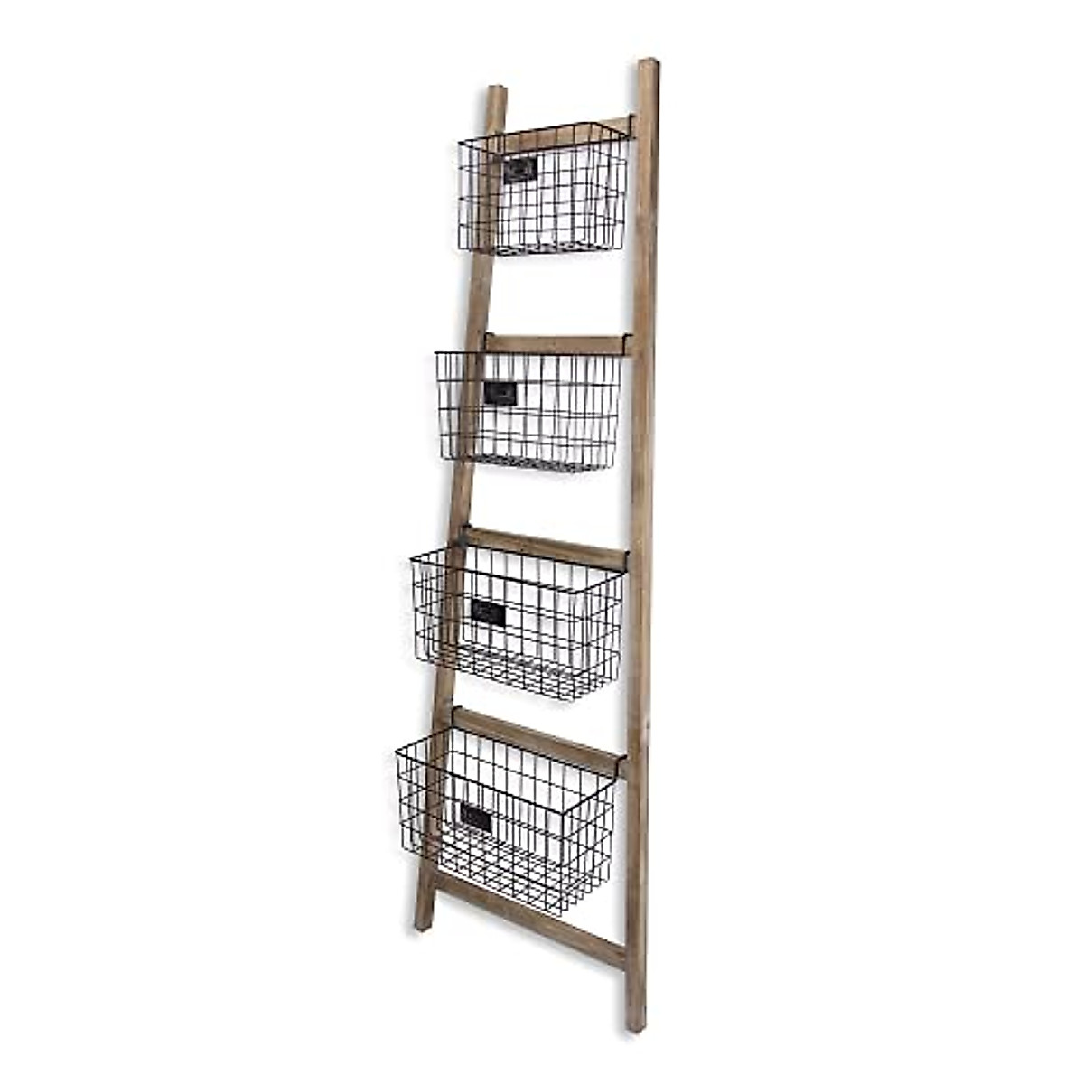 Cheung's 4606 4 Metal Storage Basket Ladder, Brown