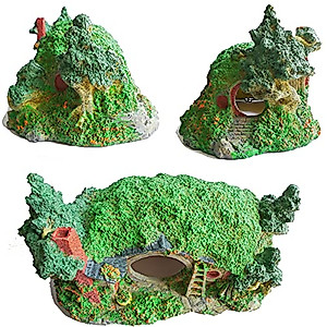 DUGUWEI Aquarium Decoration Small Animal Hideout House Fish Tank Ornament Reptile & Insect Shelter Cage Size Large (11''x7''x6'')