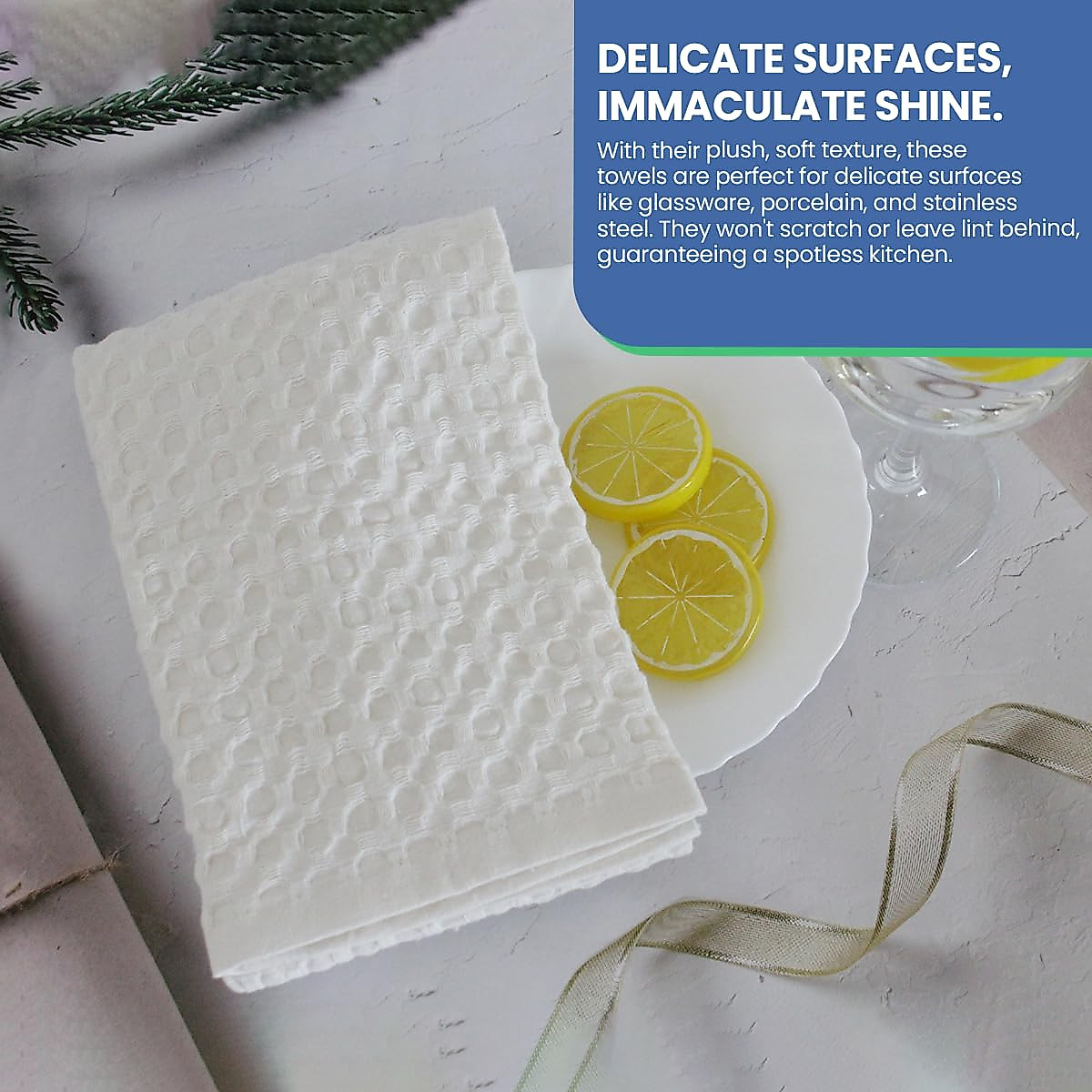 Kitchen Dish Towels Ring Spun Cotton Large 18 x 28 6-Pack Big Waffle - Kitchen Towel, Hand Towels, Tea Towels, Dish Towels and Dish Cloth (Cream).