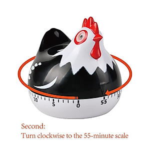 Chick Kitchen Timer Mechanical Rotating Alarm 55 Minutes Countdown Timer for Cooking Baking (Black)