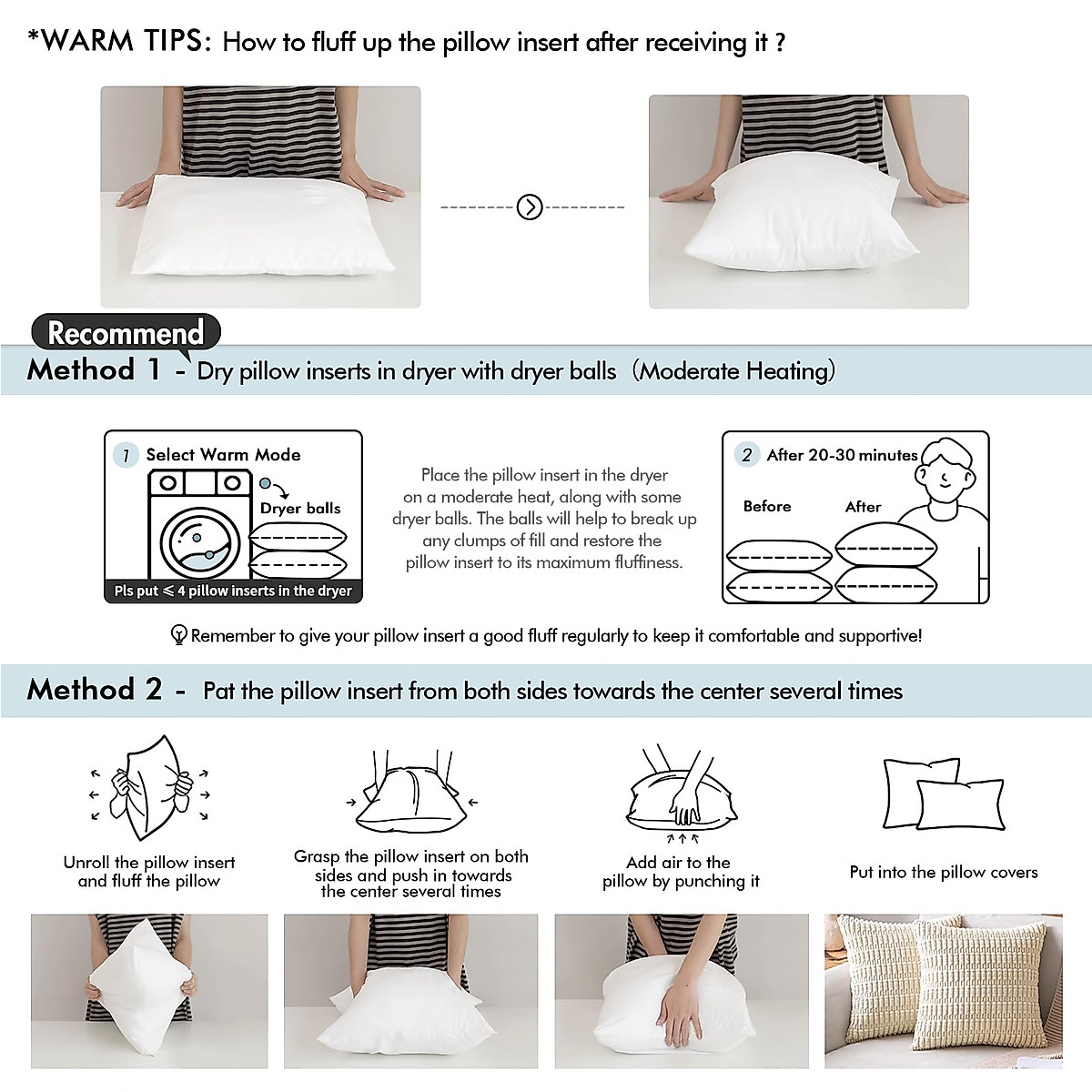 MIULEE Pillow Insert 12x20 Inch, Decorative Rectangle Throw Pillow Inserts, Premium Fluffy Pillow Forms Sham Stuffer for Sofa Couch Living Room