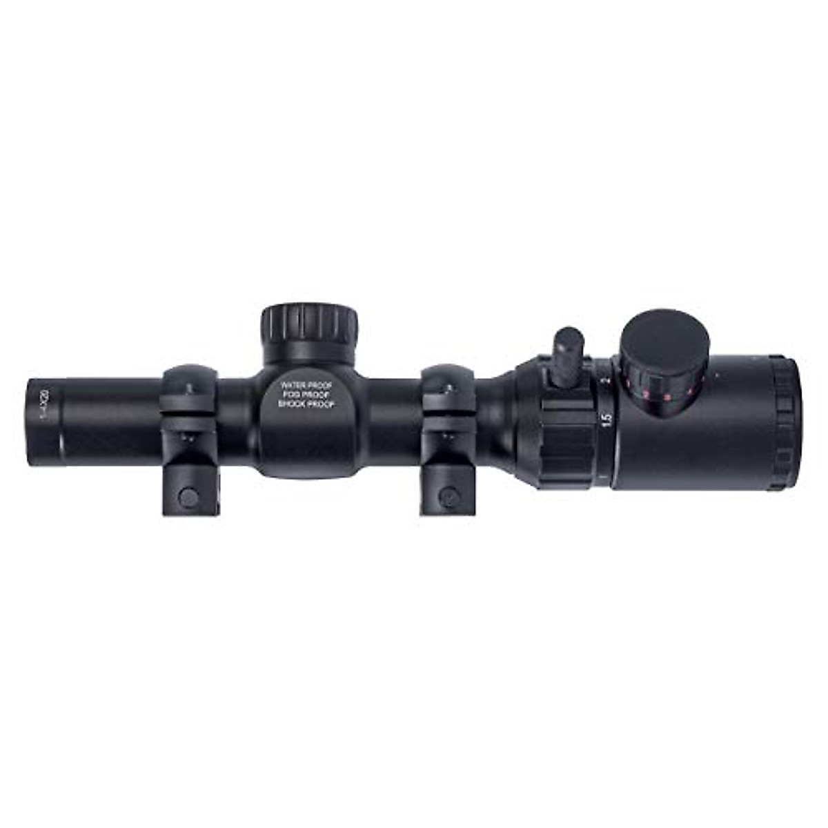 Monstrum 1-4x20 Rifle Scope | Monstrum Picatinny Scope Rings with Integrated Level Bubble | Bundle