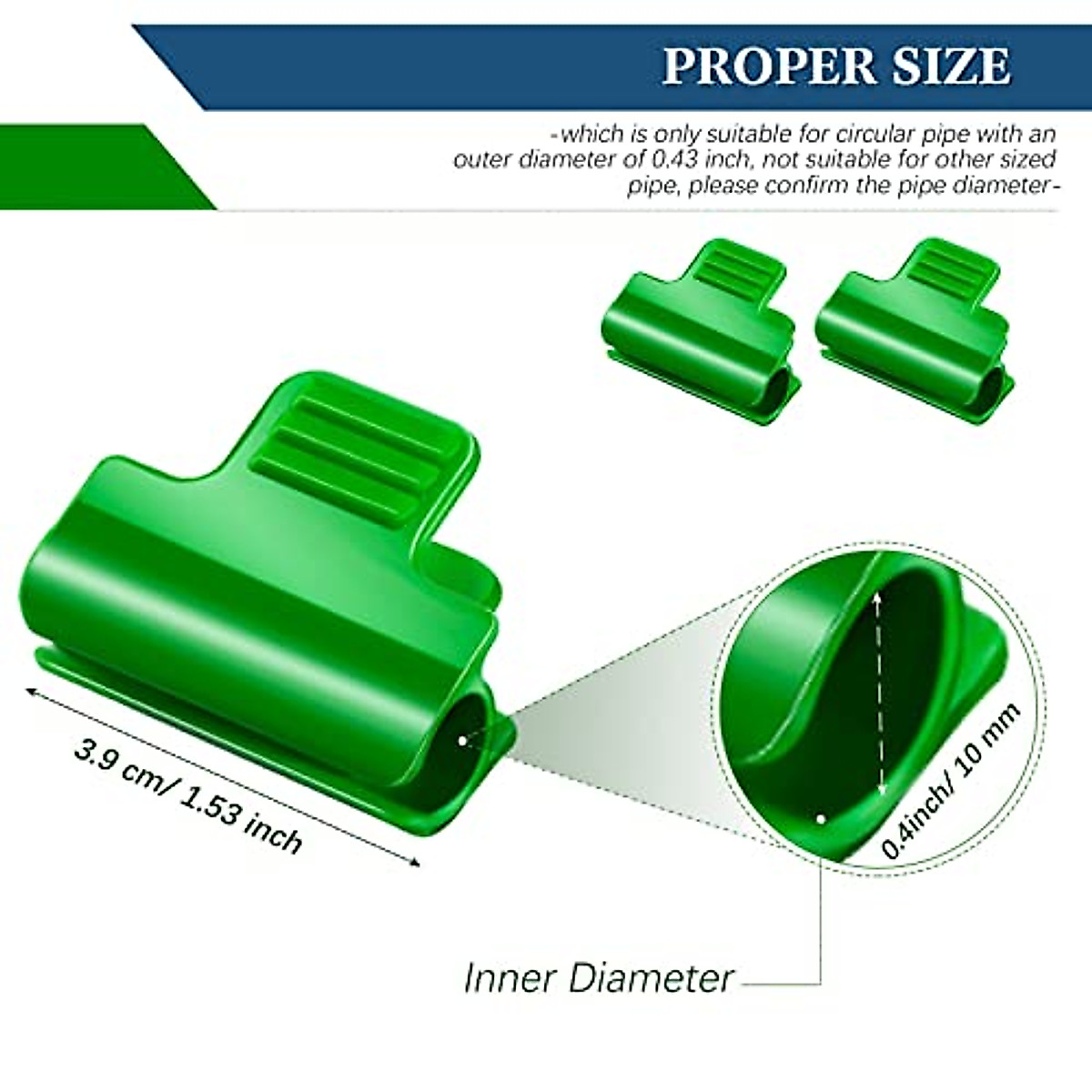 40 Pieces Greenhouse Clamps Film Row Cover Netting Tunnel Hoop Clip Frame Shading Net Rod Clip Greenhouse Film Clamps for Season Plant Extension Support (40 pieces,10 mm)