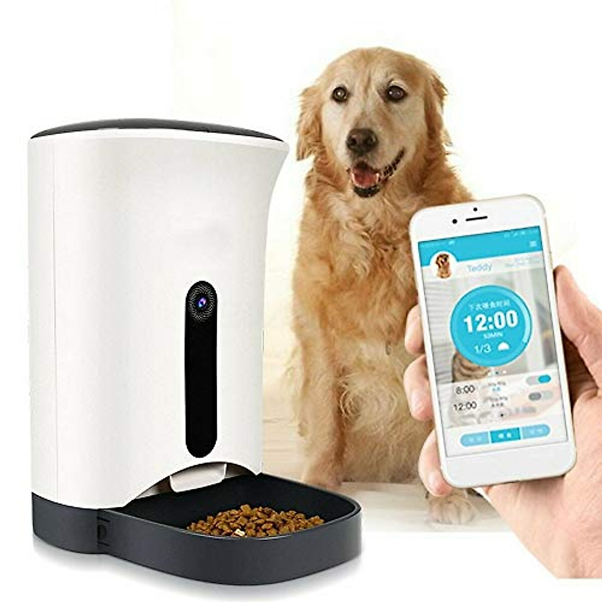 ZZK Intelligent Feeder Automatic Feeding Cats and Dogs pet Food Distributor rationing Feeder Surveillance Camera,C