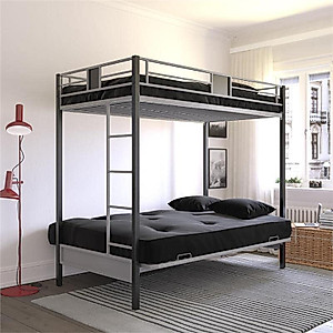 DHP Silver Screen Metal Bunk Bed with Ladder, Black, Twin